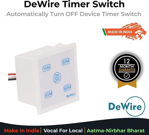 DeWire Auto Cut Off Timer Switch for Water Motor Pump, Water Heater, E ...